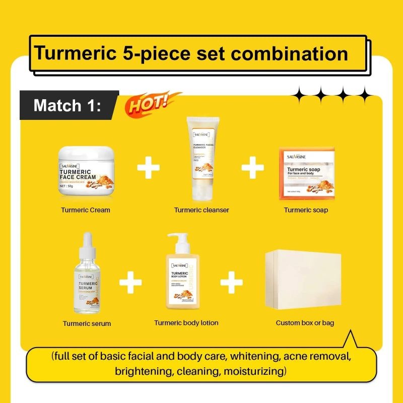 Organic Turmeric Skin Care Set Customizable Acne Dark Spot Whitening ...